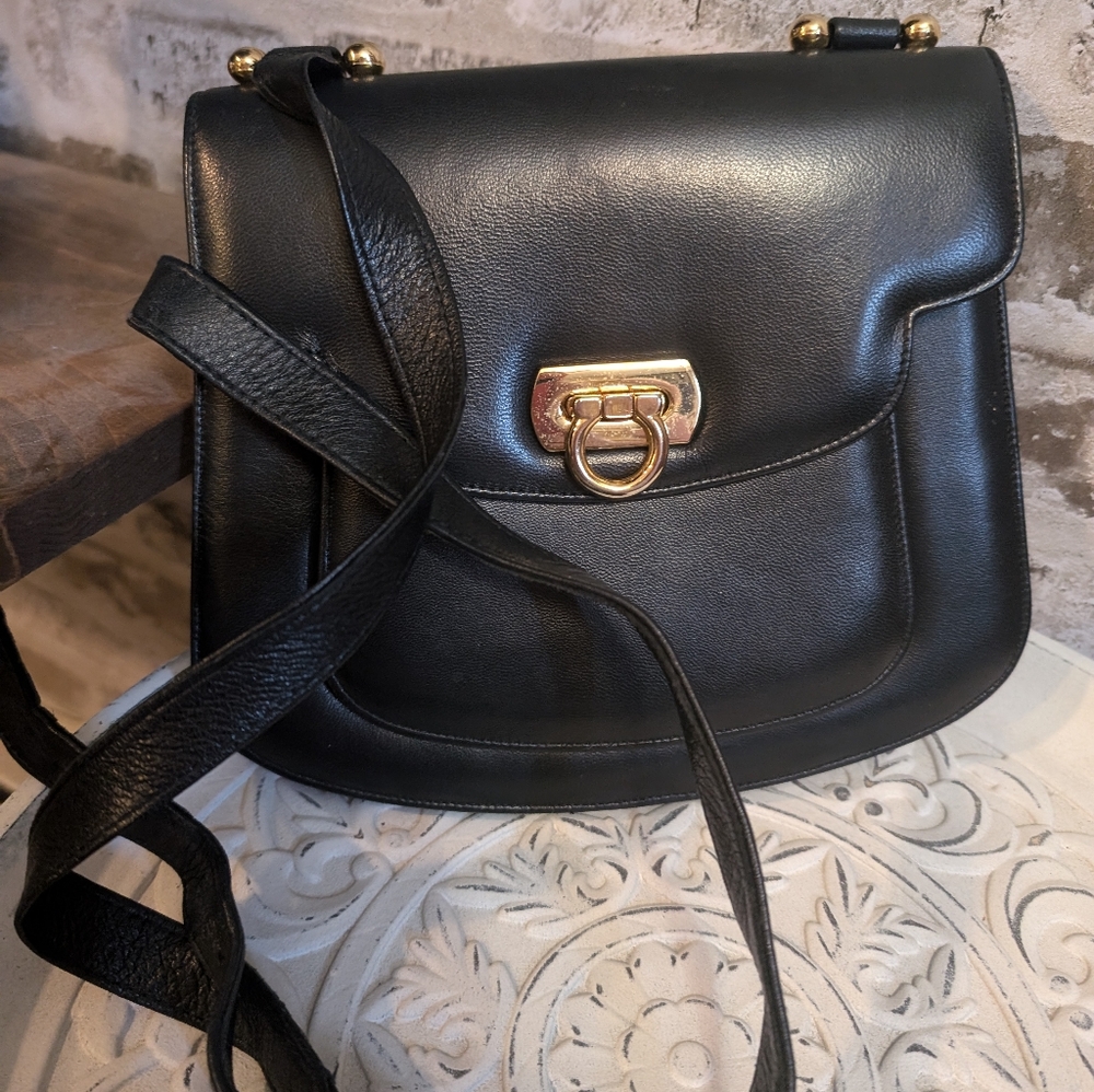 Vintage Carla Mancini Turnlock Leather Crossbody - Gem